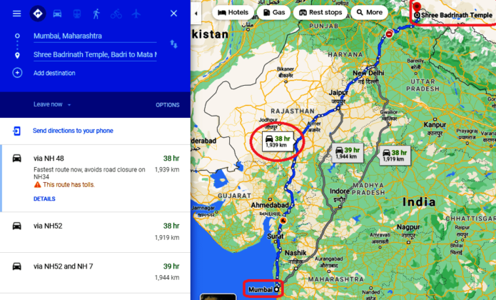 How To Reach Badrinath From Mumbai (1937km): Route Map & Distance